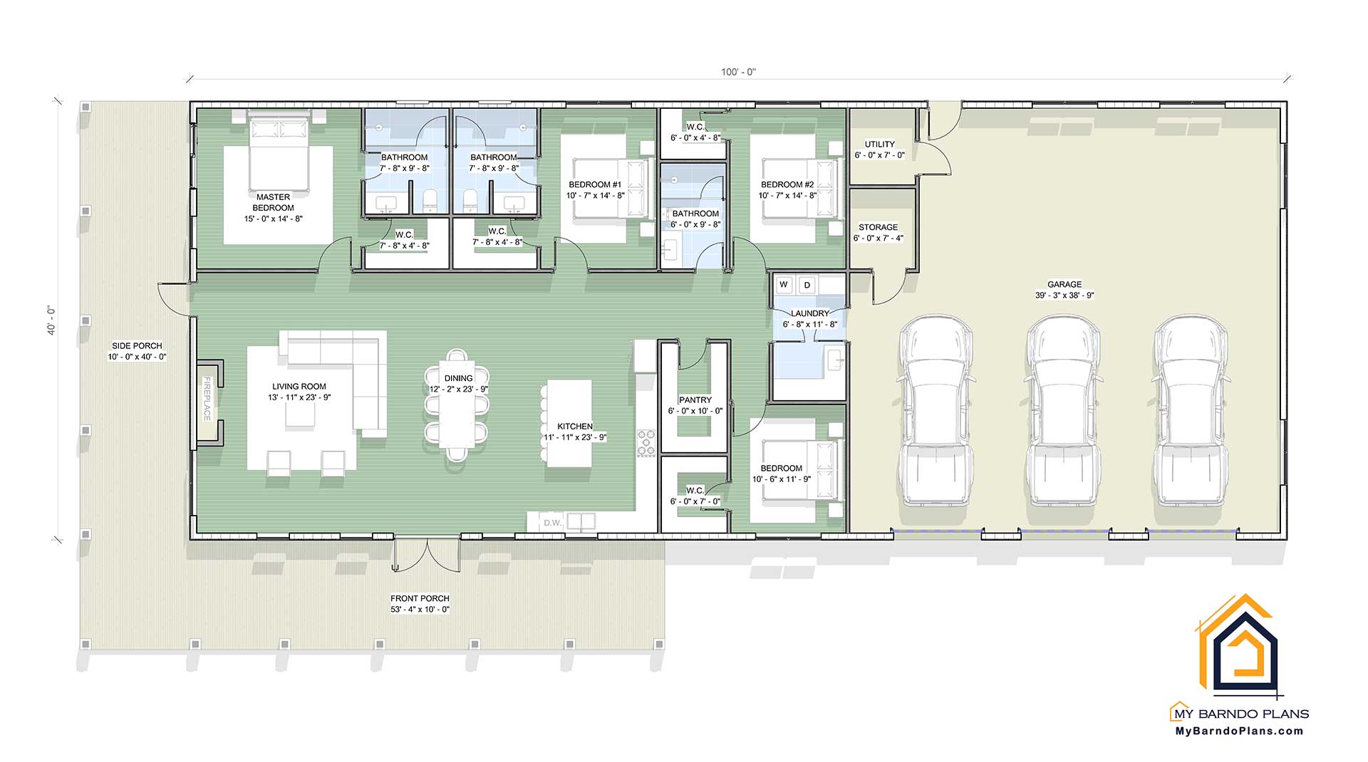 Longhorn 2400 SQ FT Barndominium - 4 Bedrooms - 3 Baths